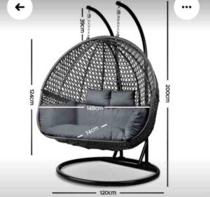 Double swing chair two seater in double XL size Black colour – Stepin ...